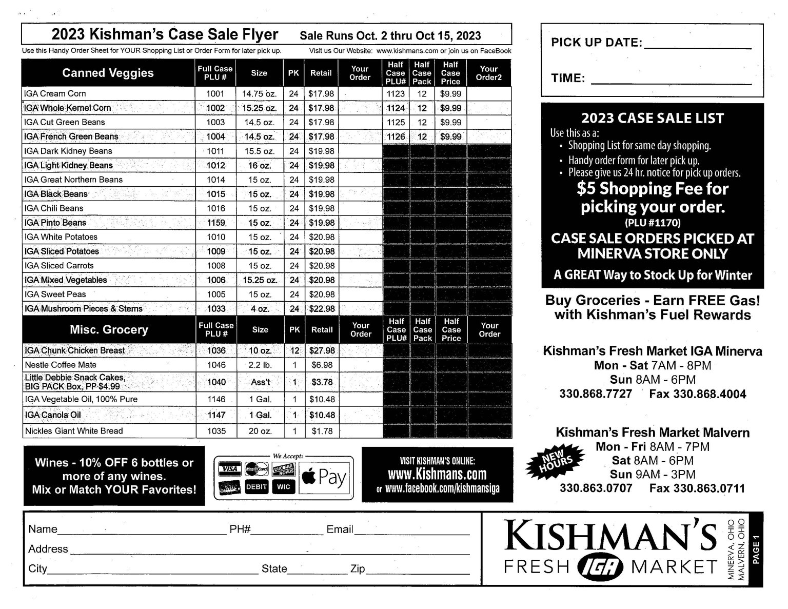 Case Sale - Kishman's IGA