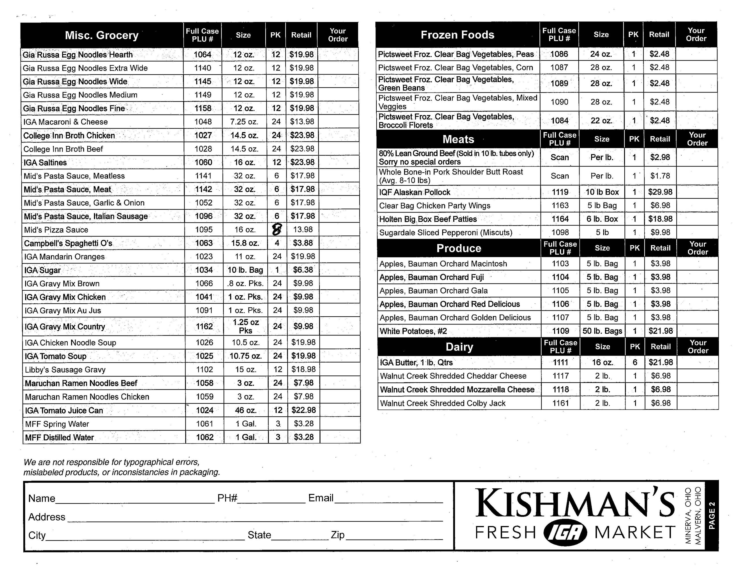 Case Sale - Kishman's IGA